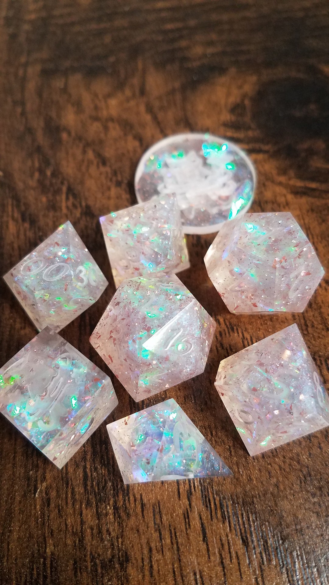 Rosy Radiance 7 Piece +D2 Set of Handmade Dice for Dungeons and Dragons ...