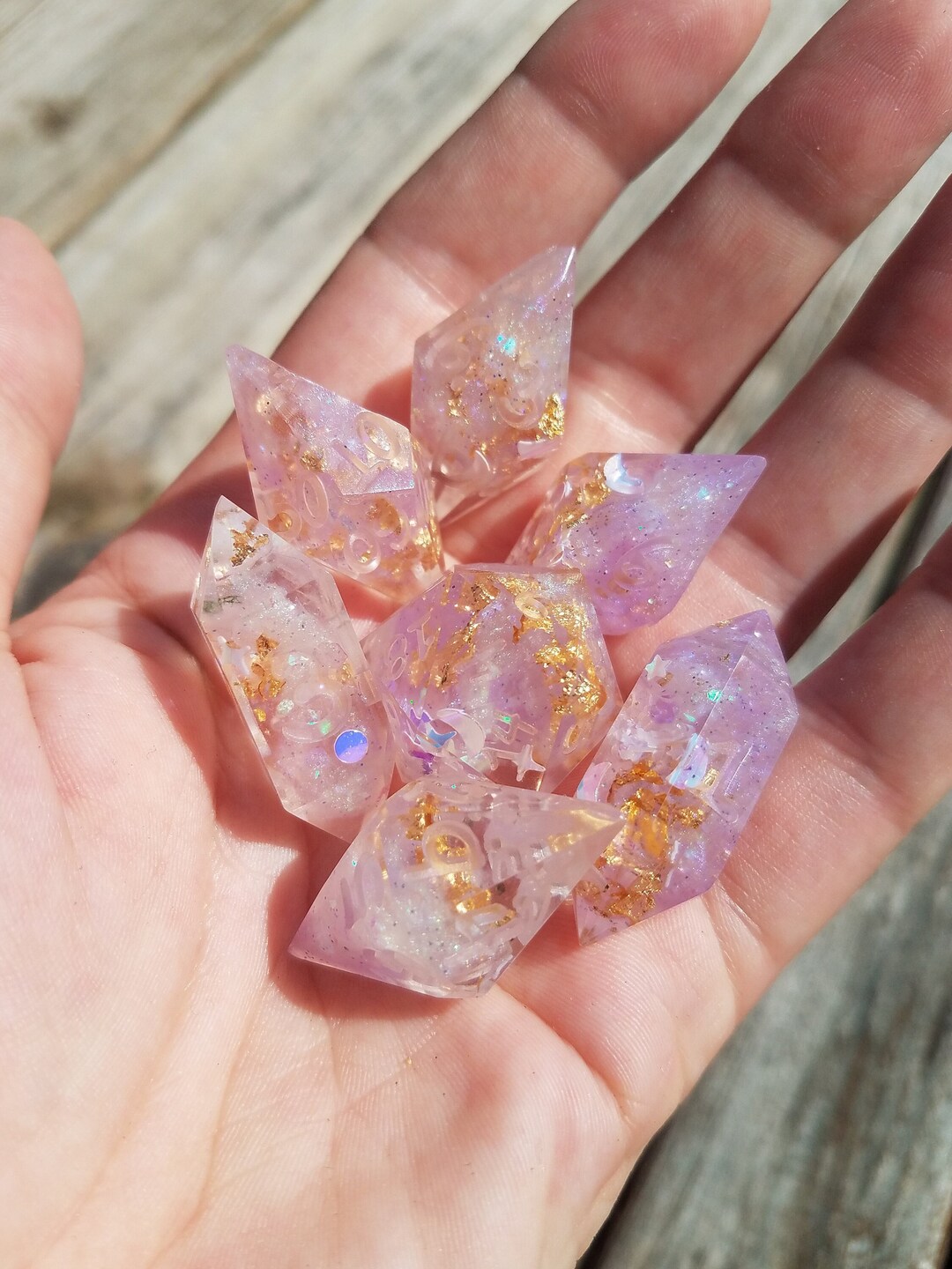 Lavender Lullaby 7 Piece +D2 Set of Handmade Dice for Dungeons and ...