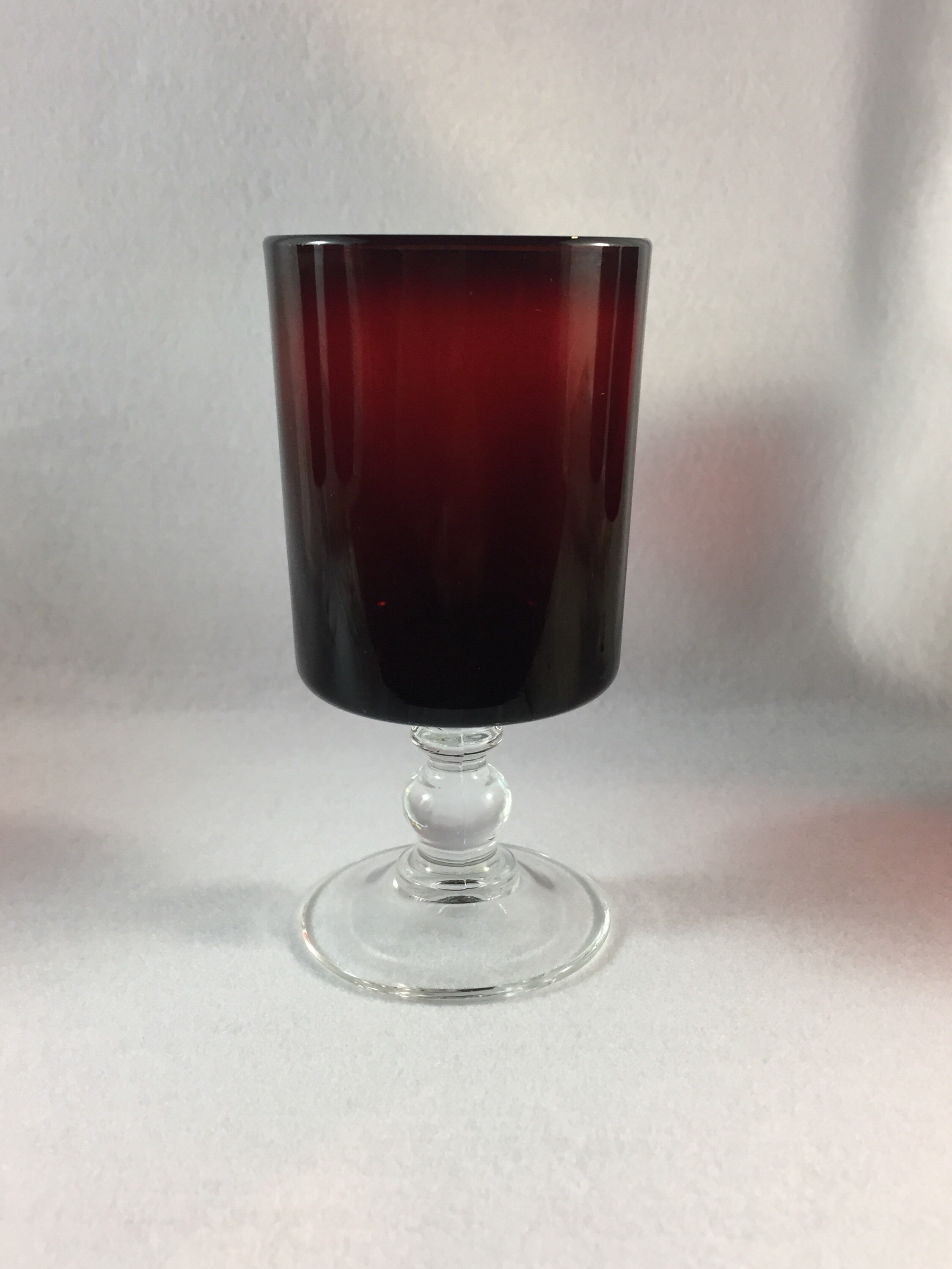 Red Luminarc Glasses With Clear Ball Stems, Set of 5 Red Goblets, Made ...