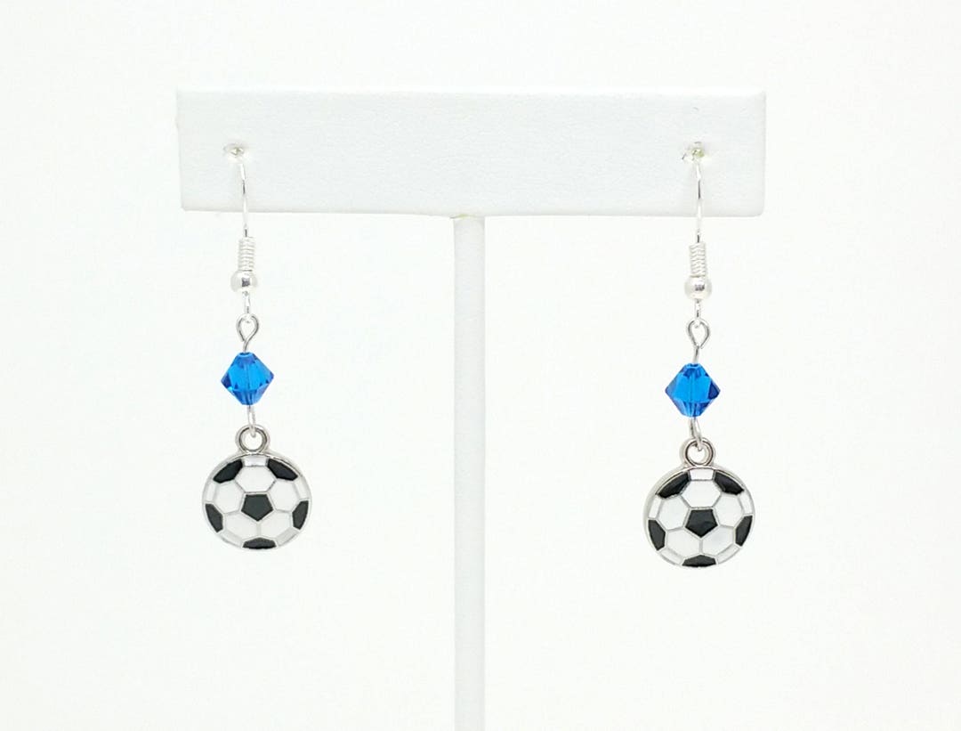 Soccer Ball and Swarovski Crystal Earrings for Soccer Fans and Soccer ...