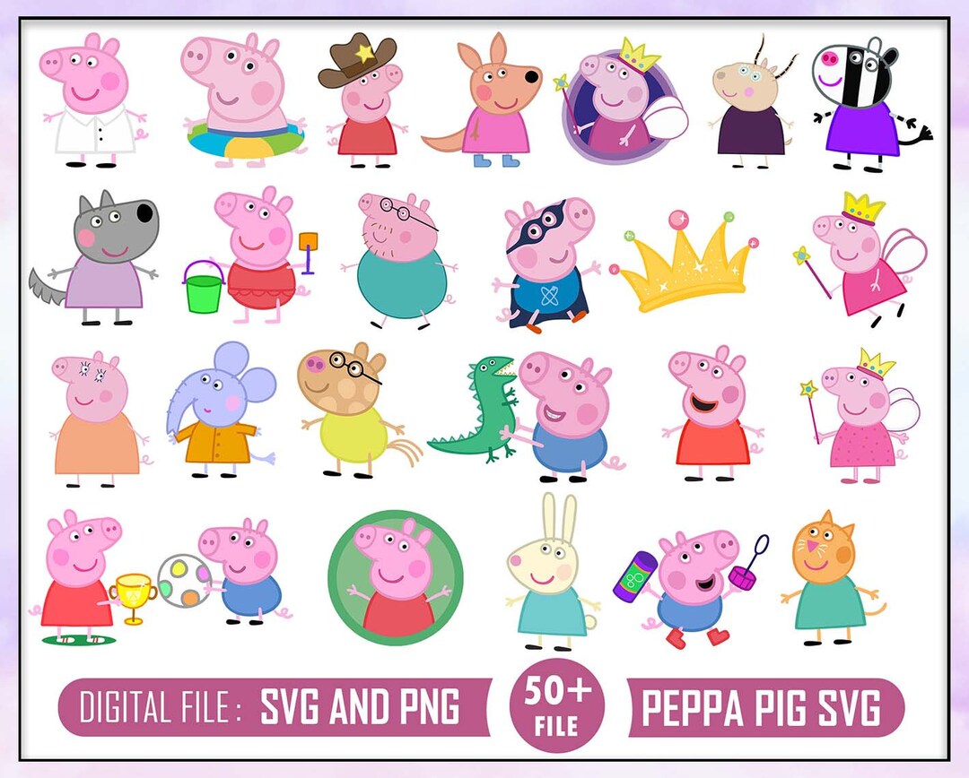 Peppa Pig SVG, Bundle Layered SVG, Layered and Instant Downloadable ...