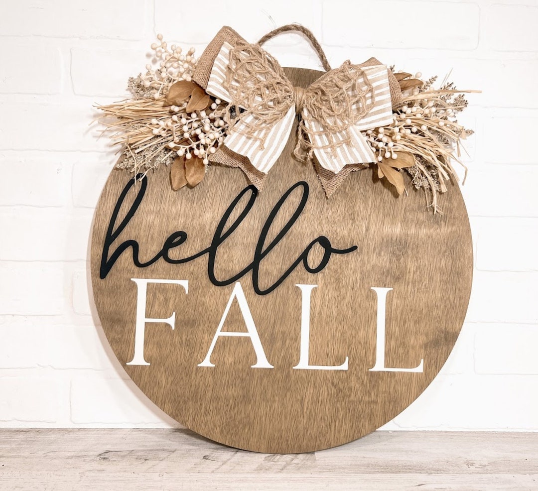 Hello Fall Door Hanger, Hello Pumpkin Door Hanger, Fall Door Sign, Fall ...