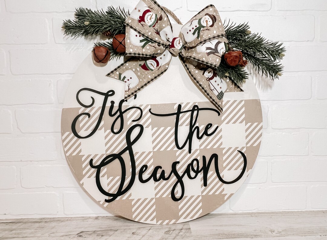 Tis' the Season Door Hanger, Christmas Door Decor, Holiday Wreath ...