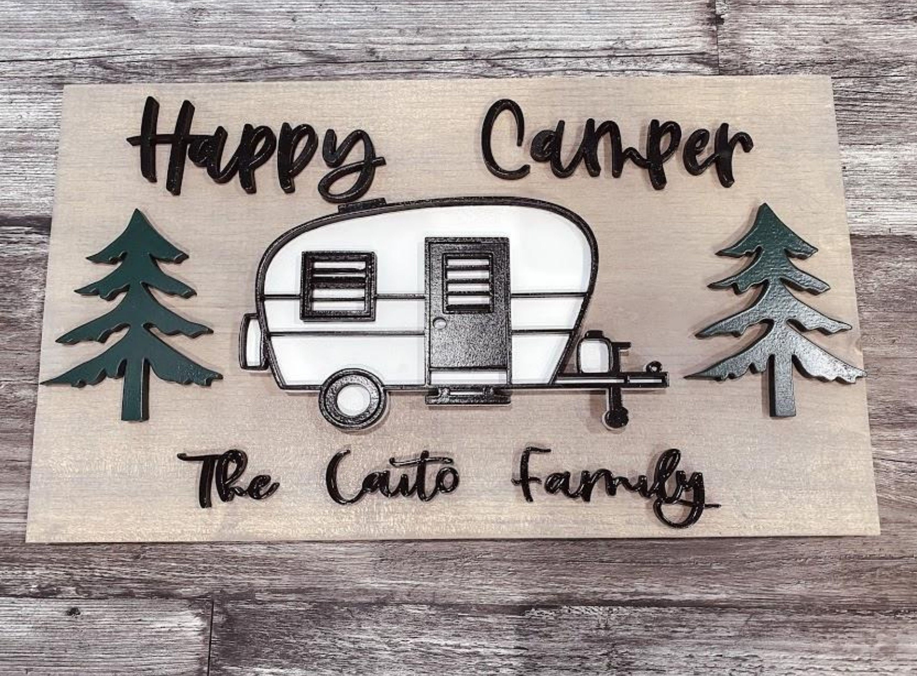 Happy Camper Sign Custom Campsite Sign Personalized Camper | Etsy