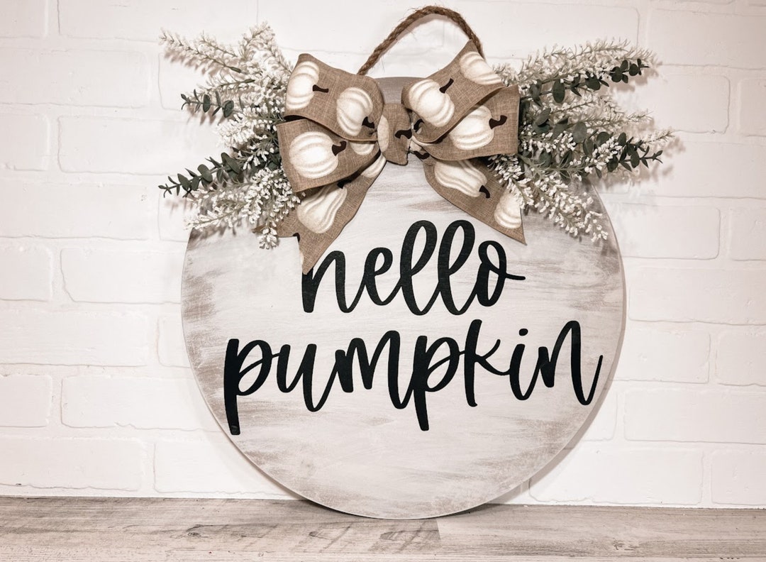 Hello Pumpkin Door Hanger, Hello Fall Door Hanger, Fall Door Sign, Fall ...