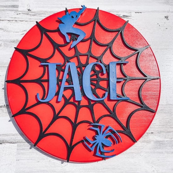 Wood Spiderman Name Sign - Etsy