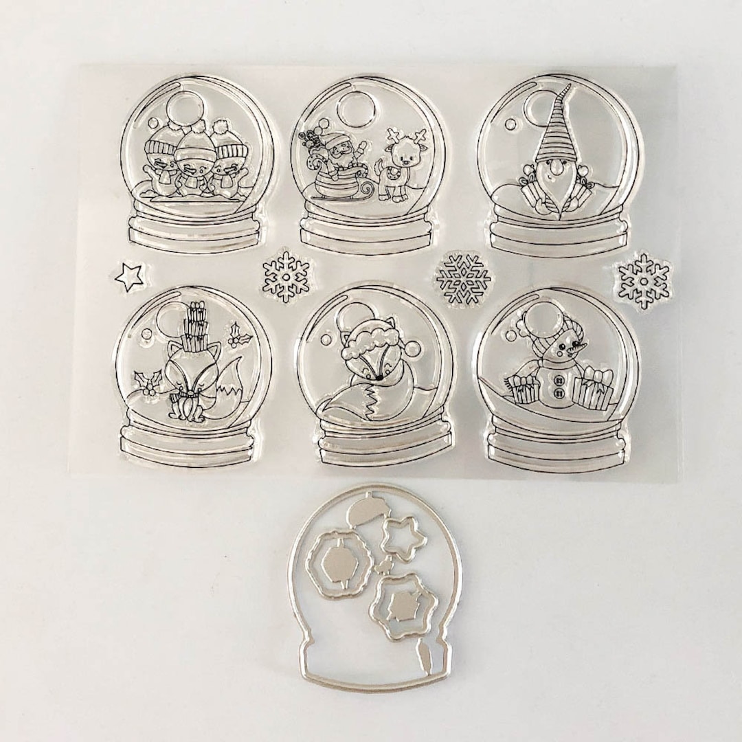 Christmas Crystal Ball Clear Stamps Rubber Seals and Coordinating Die ...