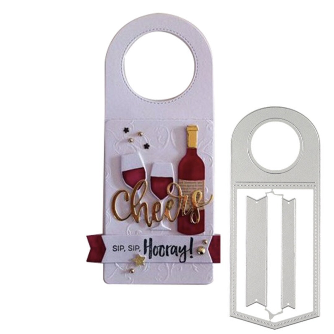 Red Wine Tag Die Cut for DIY Scrapbooking Greeting Card Making Stencil ...