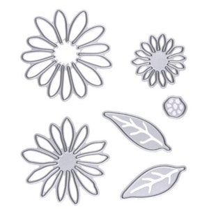 Daisy Flower and Leaves Metal Cutting Dies Stencils Embossing Card ...