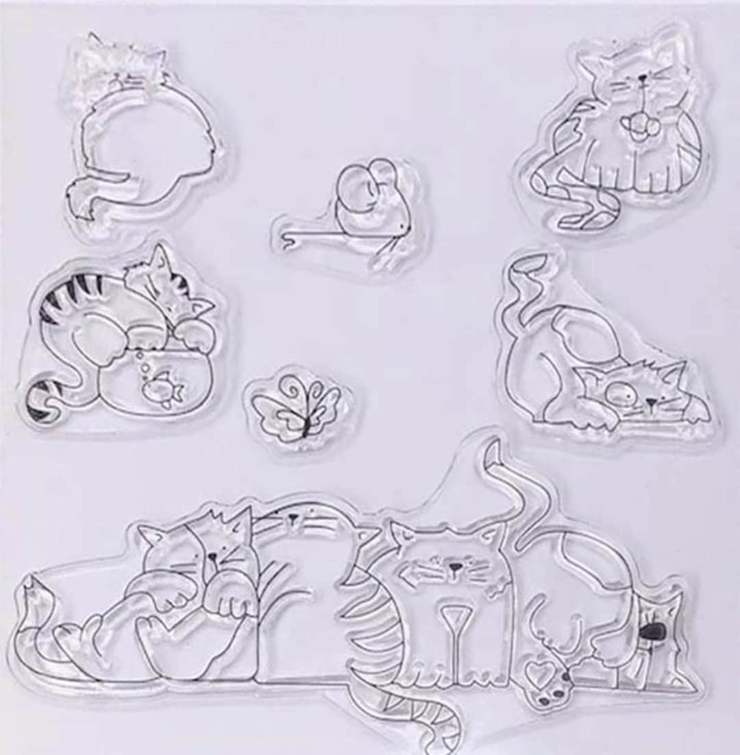Cat Clear Stamp Set, DIY Scrapbooking (14x14cm) - Etsy