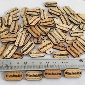 20pcs Wooden Handmade Tag Label Wooden Button Connector Sew ...