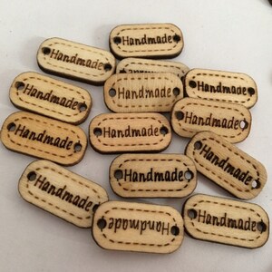 20pcs Wooden Handmade Tag Label Wooden Button Connector Sew ...