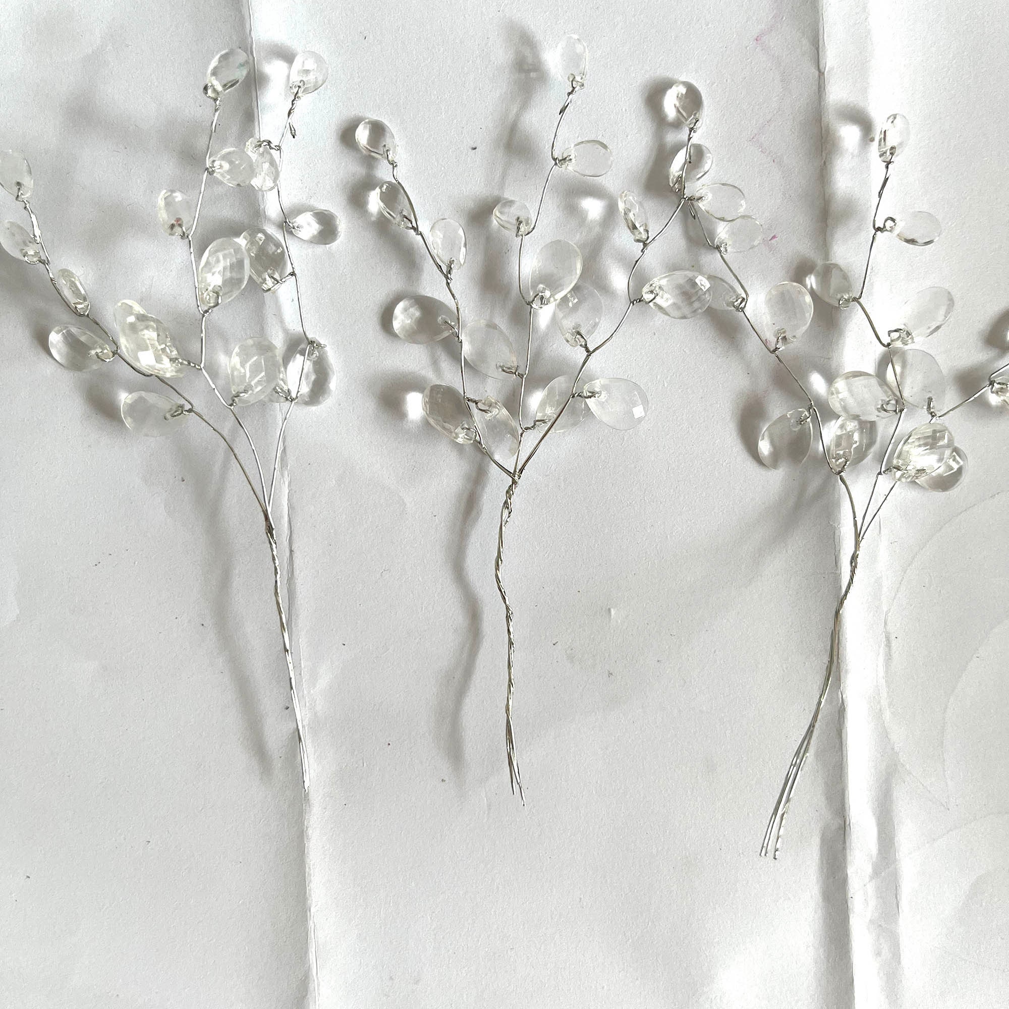 3pcs Crystal Bud Branches/ Artificial Flower Twigs / Acrylic Bead Drop ...