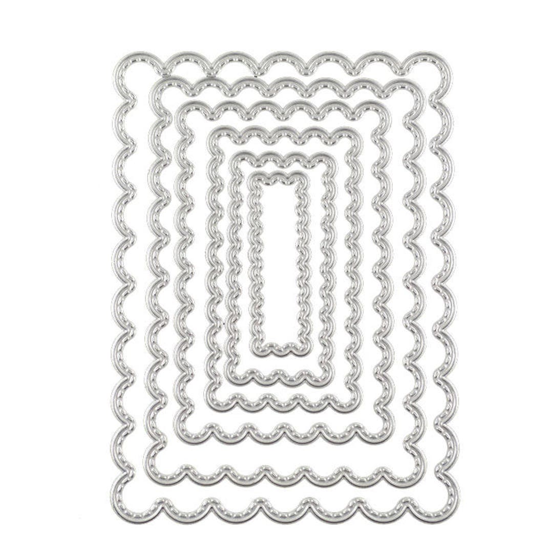 6pcs/set Wave Edge Rectangle Metal Die Cut Stitched Carbon Steel ...