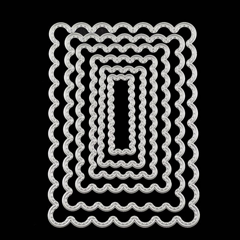 6pcs/set Wave Edge Rectangle Metal Die Cut Stitched Carbon | Etsy