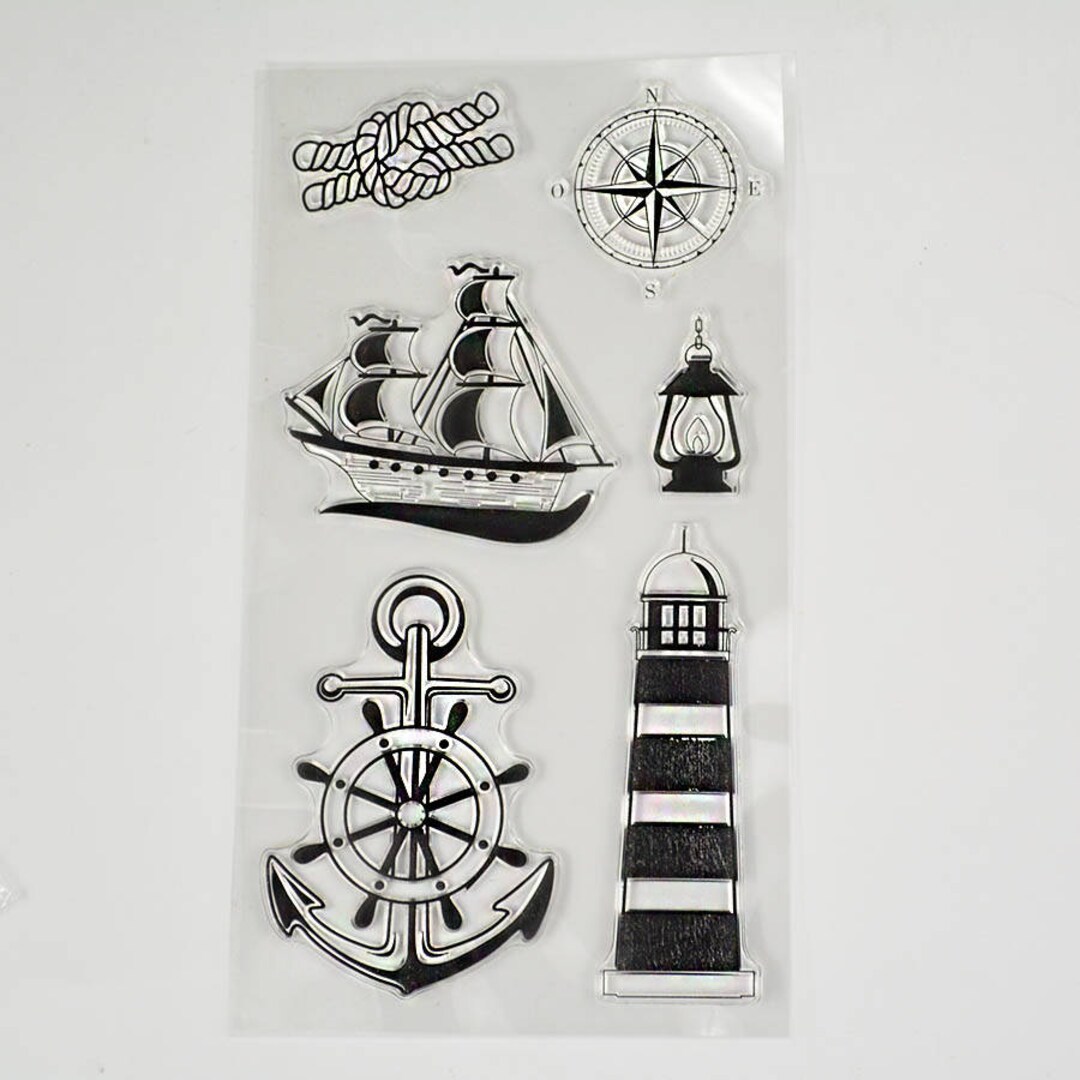 Sailing Ship Lighthouse Clear Stamp Rubber Seal for Card Making DIY ...