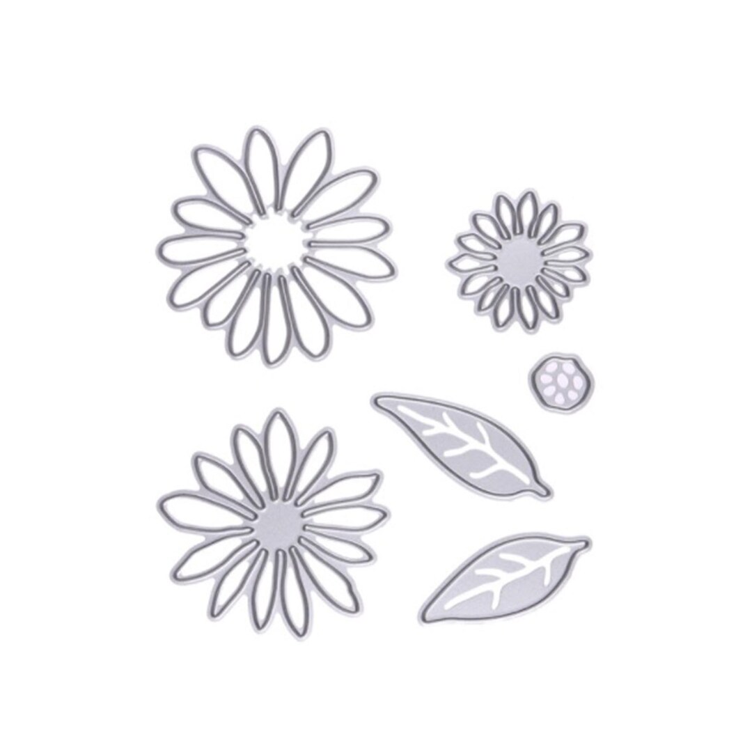 Daisy Flower and Leaves Metal Cutting Dies Stencils Embossing Card ...
