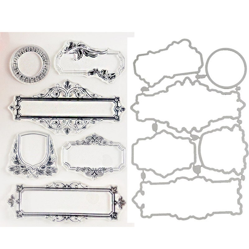 Frame banners transparent clear stamp rubber stamp and | Etsy