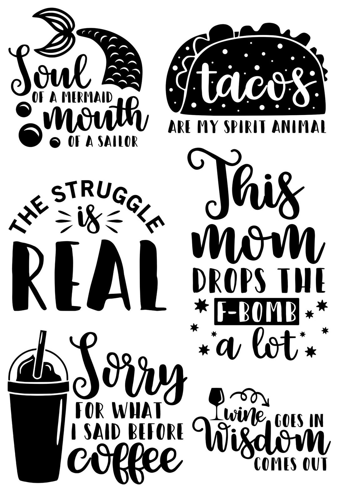 Funny Words Transparent Clear Stamps Rubber Seals for DIY Scrapbooking ...