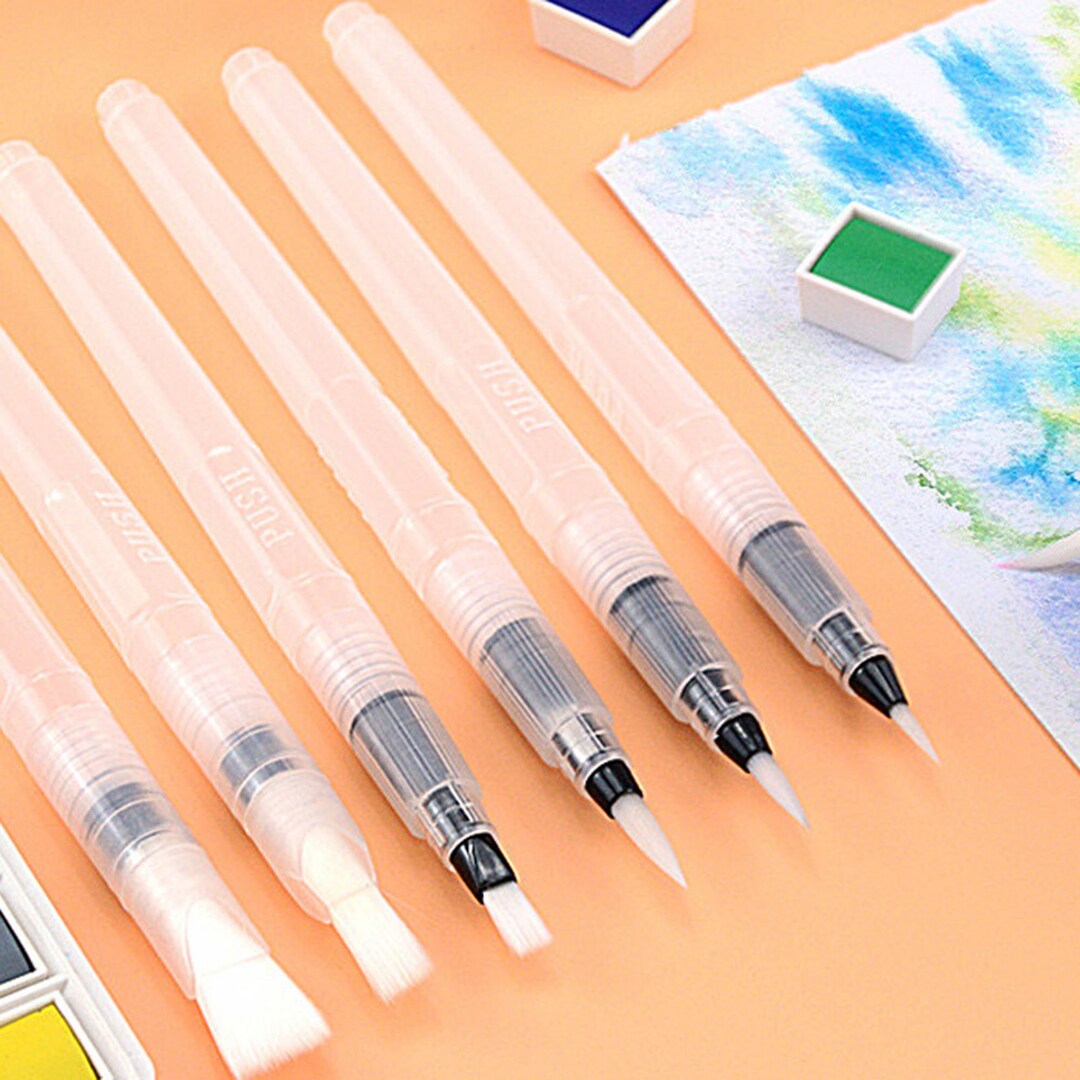 Watercolor Brush Pen Set, Blendable Nylon Tip, 6pcs - Etsy