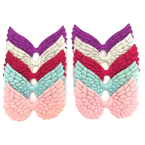 50pcs Mix Colors Glitter Angel Wings Glitter Fabric Wings for | Etsy