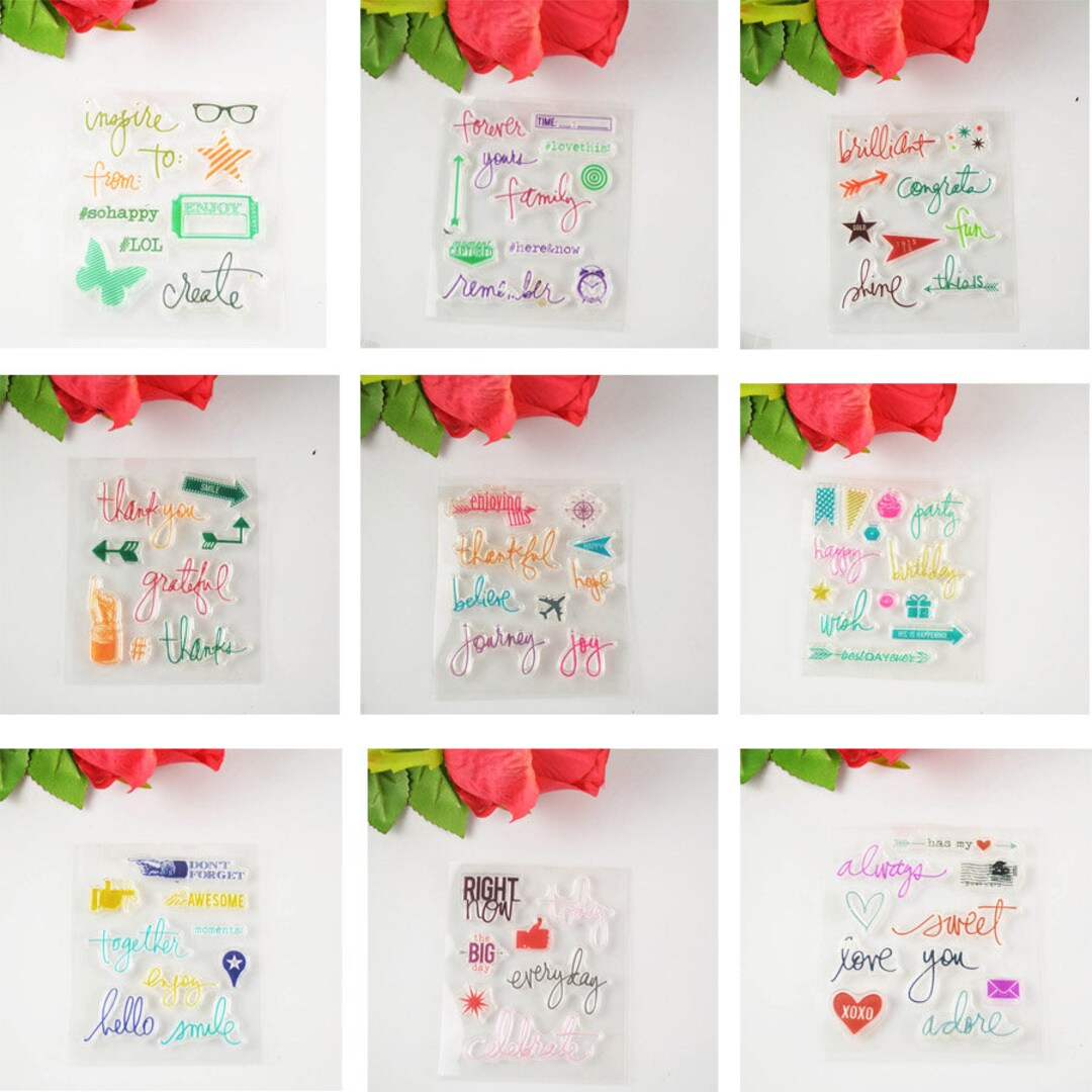 9sheets Cute Little Signs Clear Stamps Cute Animals Balloon Rubber ...