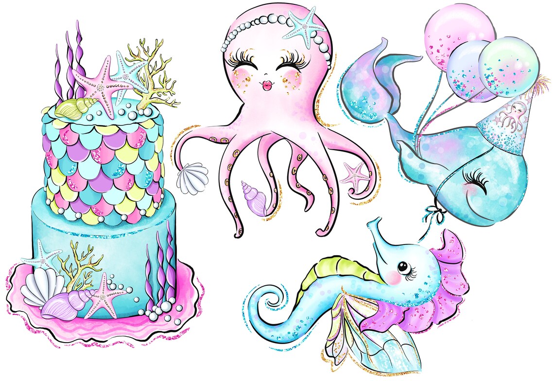 Mermaid Birthday Cake Transparent Clear Stamps Rubber Seals - Etsy