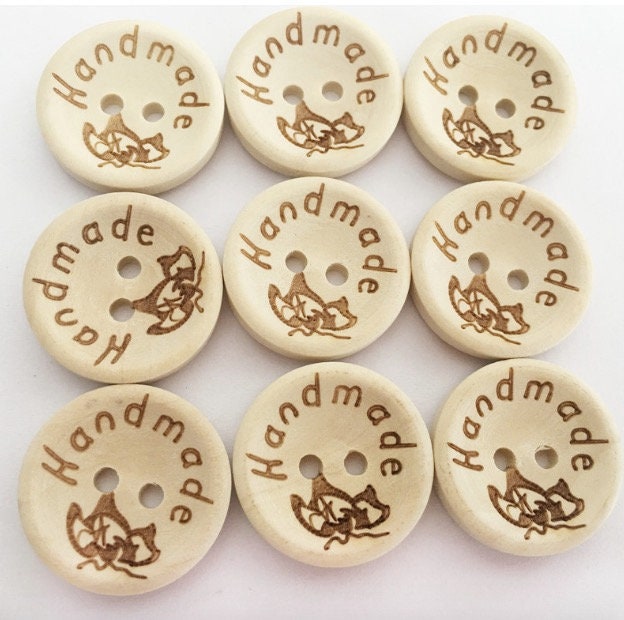 20pcs Round Wooden Handmade Tag Label Wooden Button Connector | Etsy