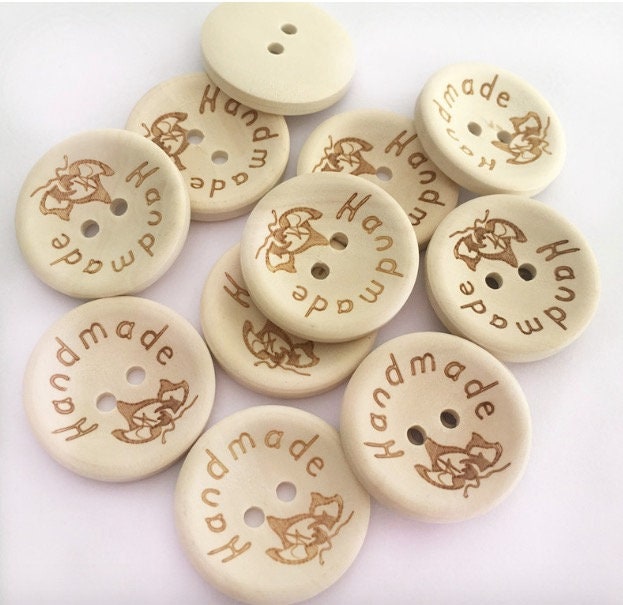 20pcs Round Wooden Handmade Tag Label Wooden Button Connector | Etsy
