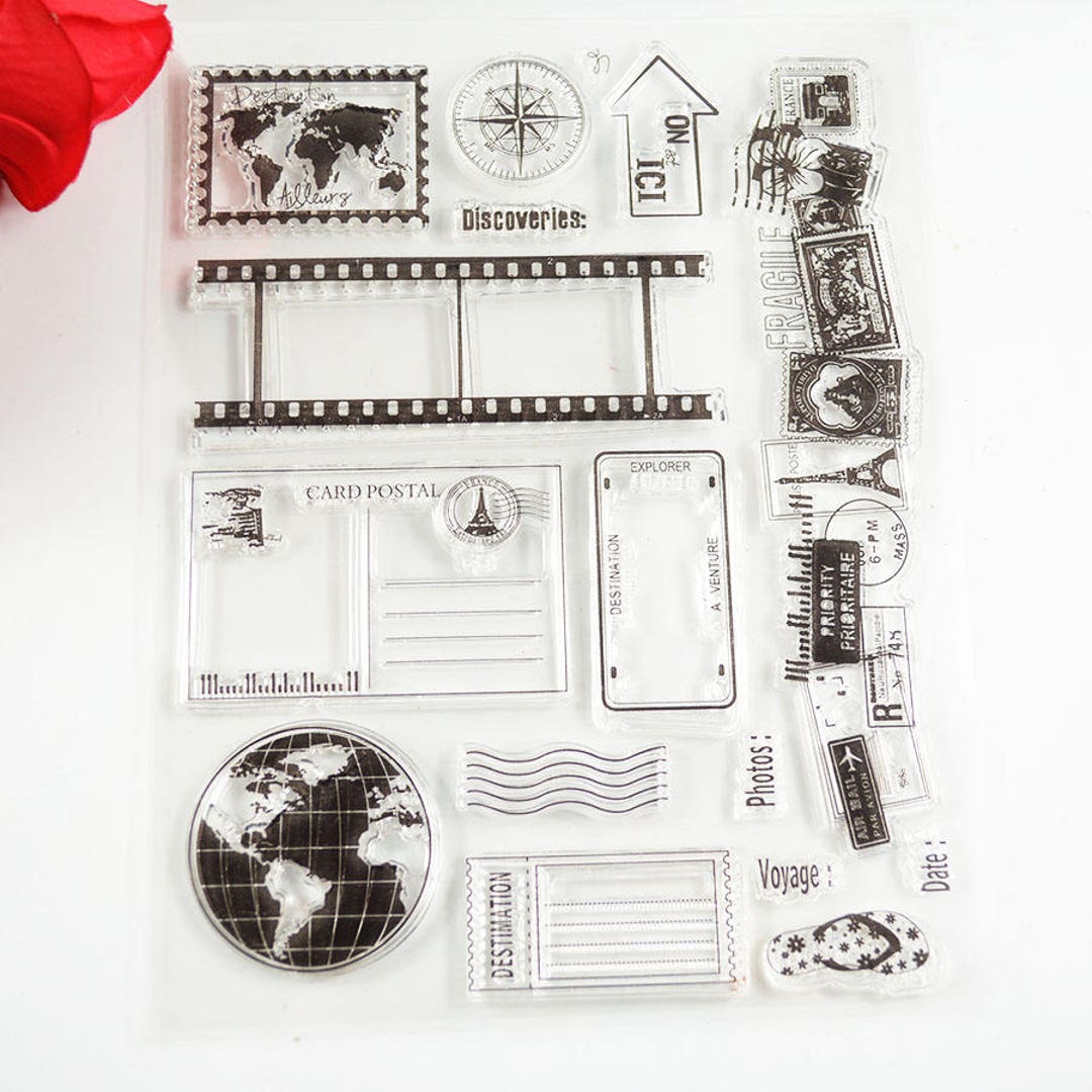 Card Postal Postage Stamp Retro Film Transparent Clear Silicone Stamp ...