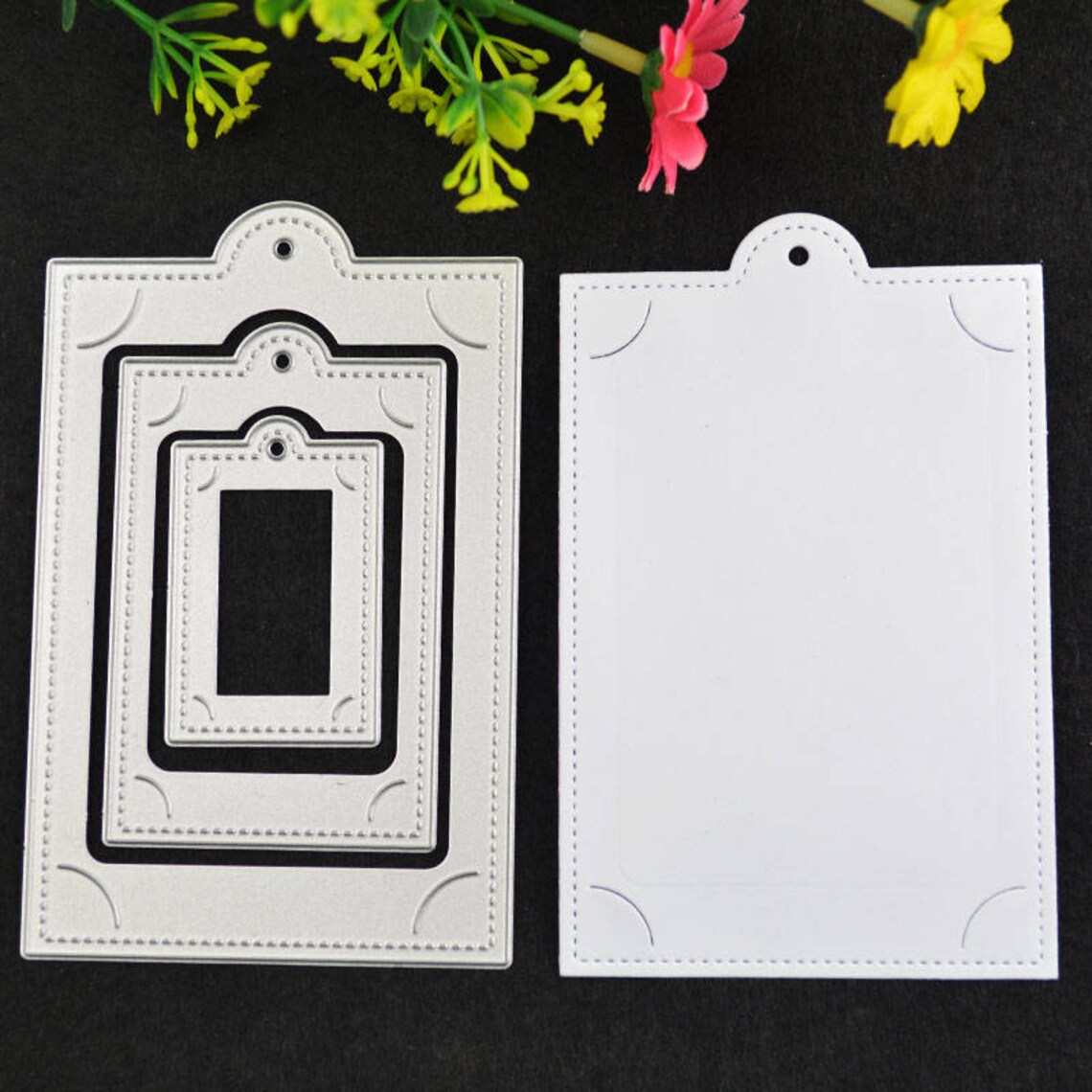 Stitched Tag Die Cuts, Carbon Steel Stencils - Scrapbooking Set - Etsy