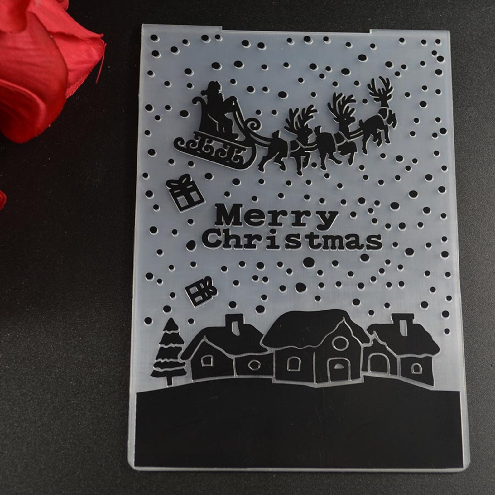 Merry Christmas Background Embossing Folder for Card Making - Etsy