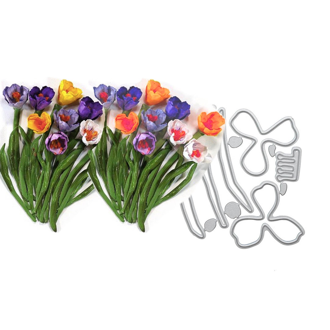 Tulip Flower and Leaves Metal Cutting Dies/die Cut Stencils/ Embossing ...