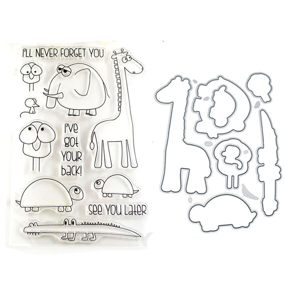 Coordinate Clear Stamp and Die Set Cute Animals Transparent - Etsy