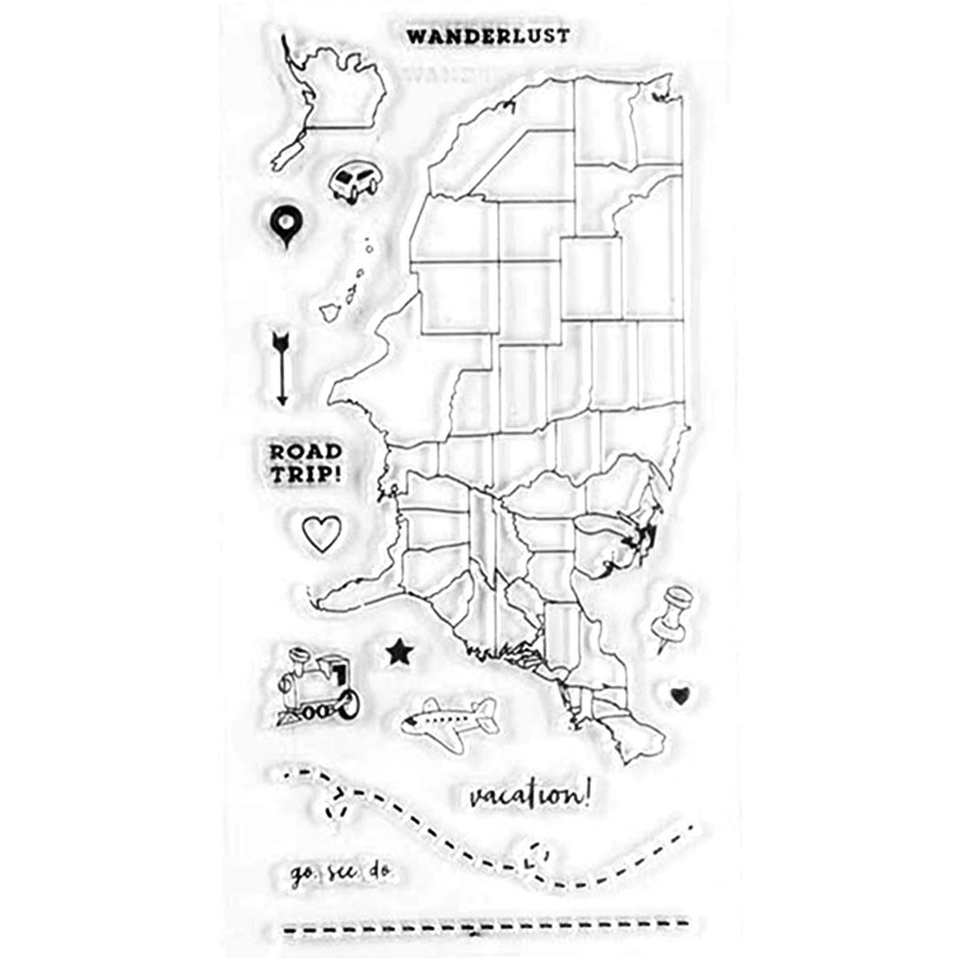 Road Trip USA Map Clear Stamps Rubber Seals for DIY Scrapbooking Card ...