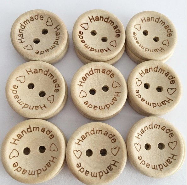 20pcs Round Wooden Handmade Tag Label Wooden Button Connector | Etsy