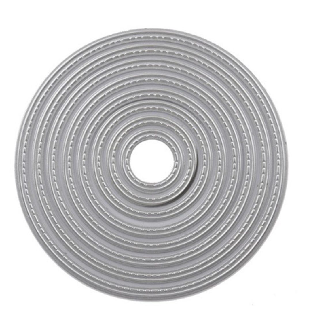 Round Circle Metal Cutting Dies 8pc Stitched Circle DIY Die Cut Stencil ...