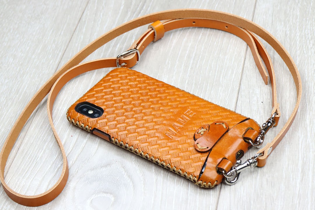 Cross Body Personalized Leather iPhone 16e 15 Pro Max/15 Pro/15 Plus/14 ...