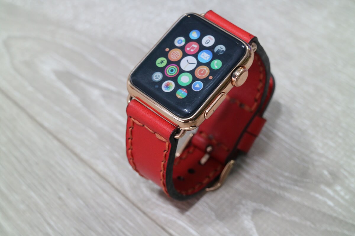 IWatch Band leather apple watch band 42mm 38mm red leather | Etsy