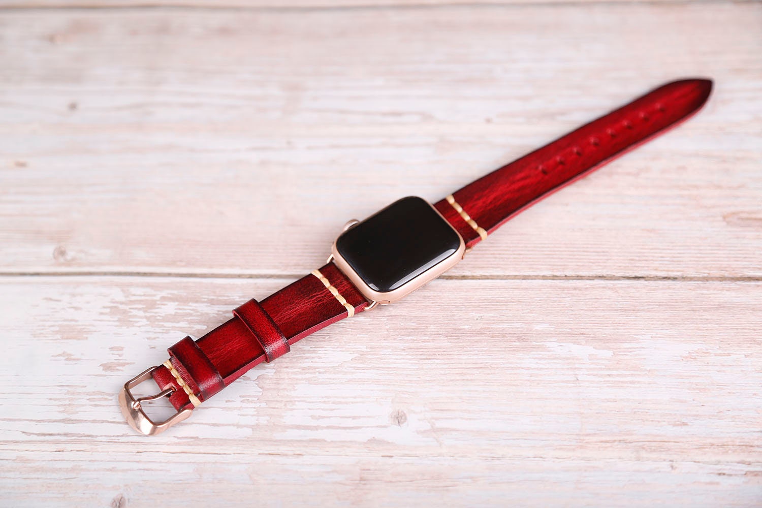 Iwatch Band Leather Apple Watch Band 42mm 38mm Red Leather | Etsy