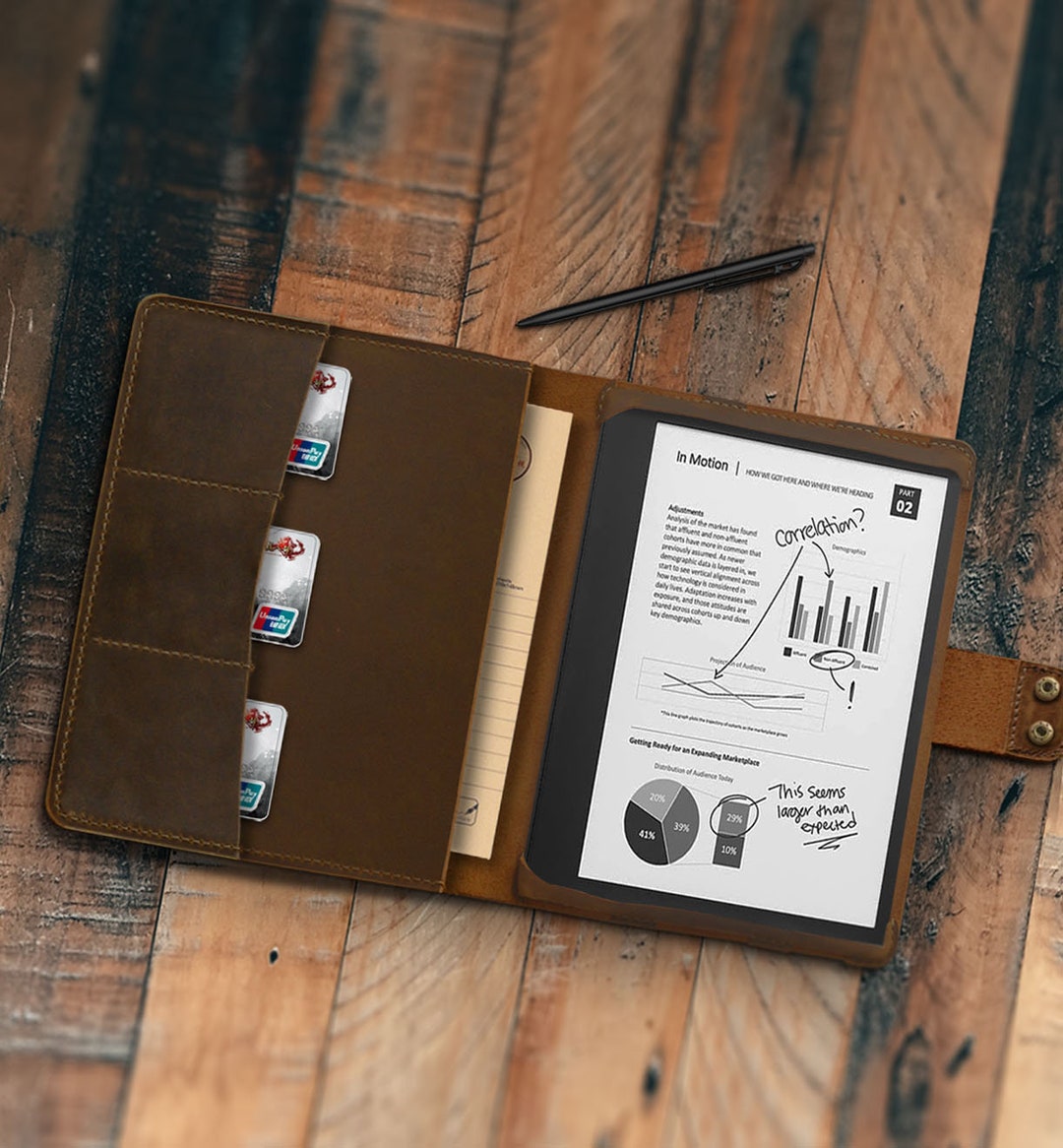 Personalized Leather Kindle Scribe 2024 Cover Pen Pouch,amazon Fire Max ...