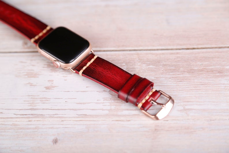 Iwatch Band Leather Apple Watch Band 42mm 38mm Red Leather | Etsy