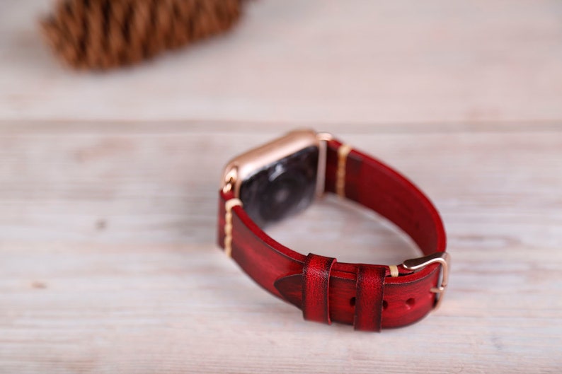 Iwatch Band Leather Apple Watch Band 42mm 38mm Red Leather | Etsy