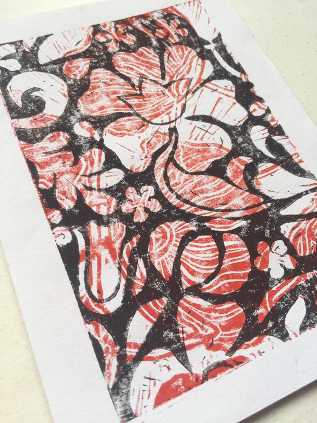 Dual Colour Abstract Original Handmade Lino Print - Etsy