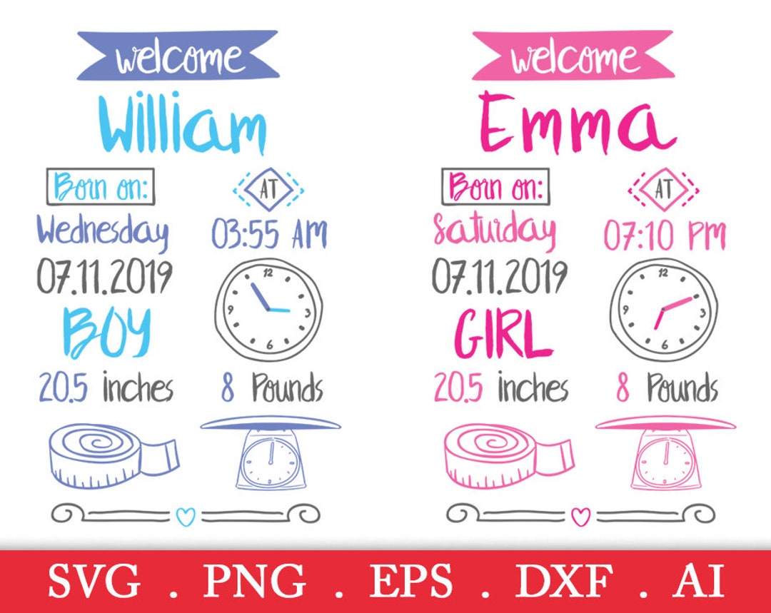 Birth Stats Svg, Newborn Stats Svg, Birth Stats Template Svg, Birth ...