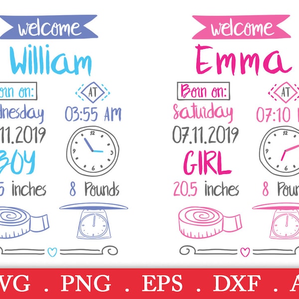 Birth Stats Svg - Etsy