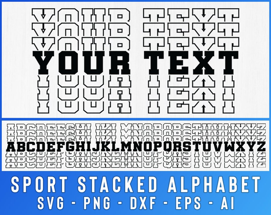Sport Stacked Alphabet Cut File Stacked Font Svg Sport - Etsy Hong Kong