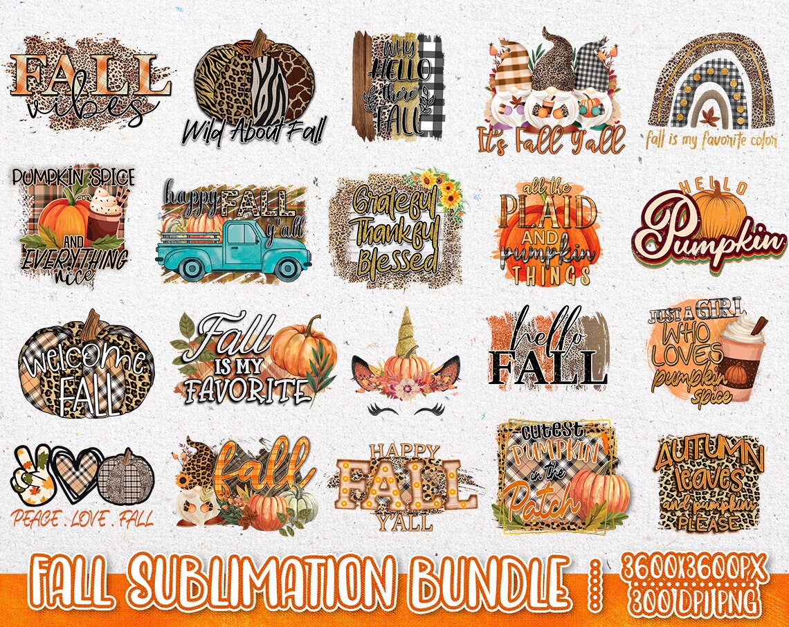 Fall Sublimation Bundle - Fall PNG Sublimation - Etsy