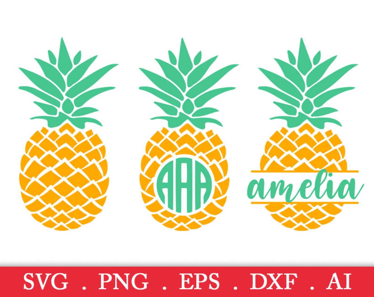 Pineapple Svg, Pineapple Monogram Svg, Pineapple Silhouette, Pineapple ...