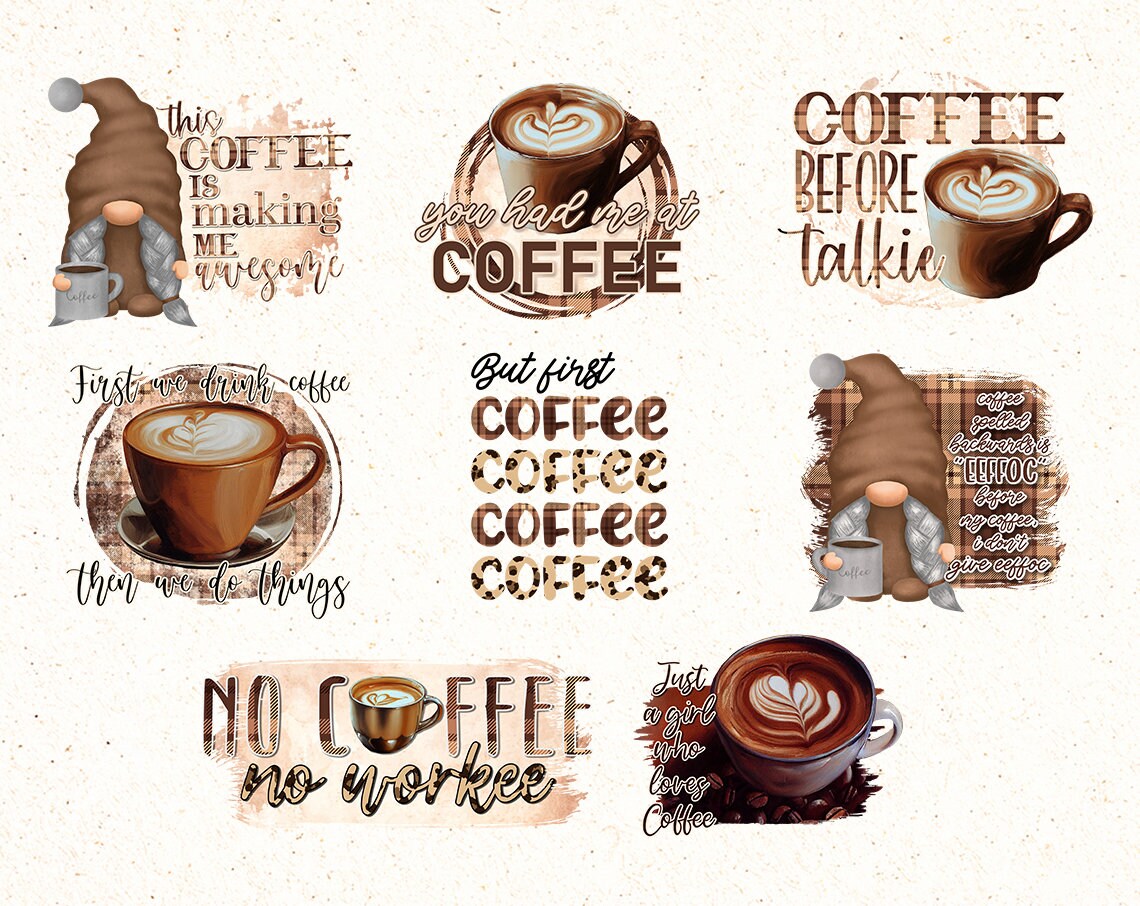 Coffee Sublimation PNG Bundle Gnome Coffee Sublimation PNG - Etsy